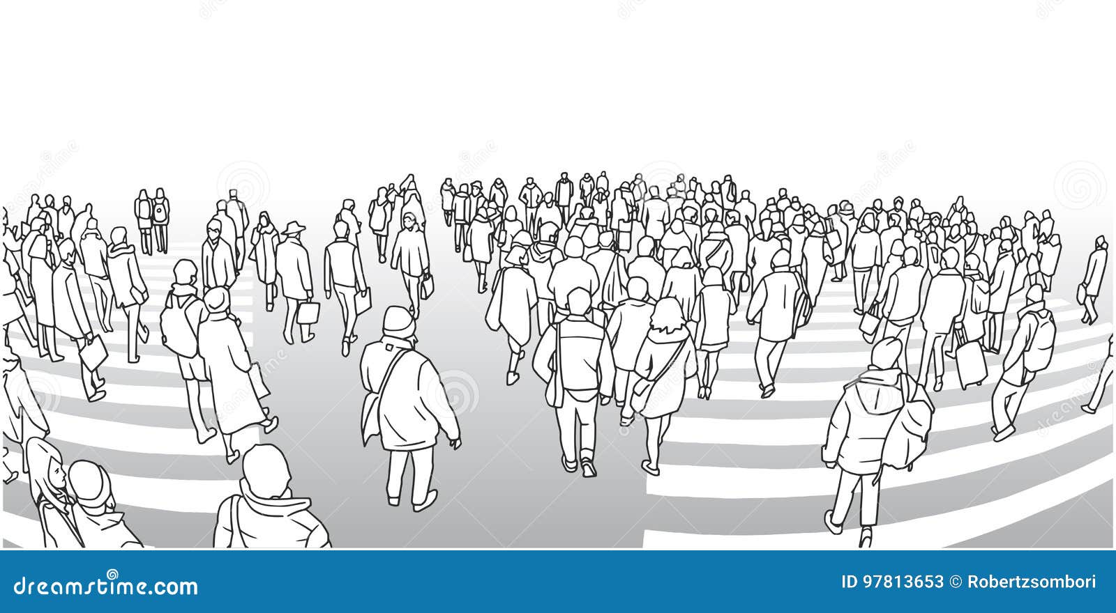 Crowded Street Drawing