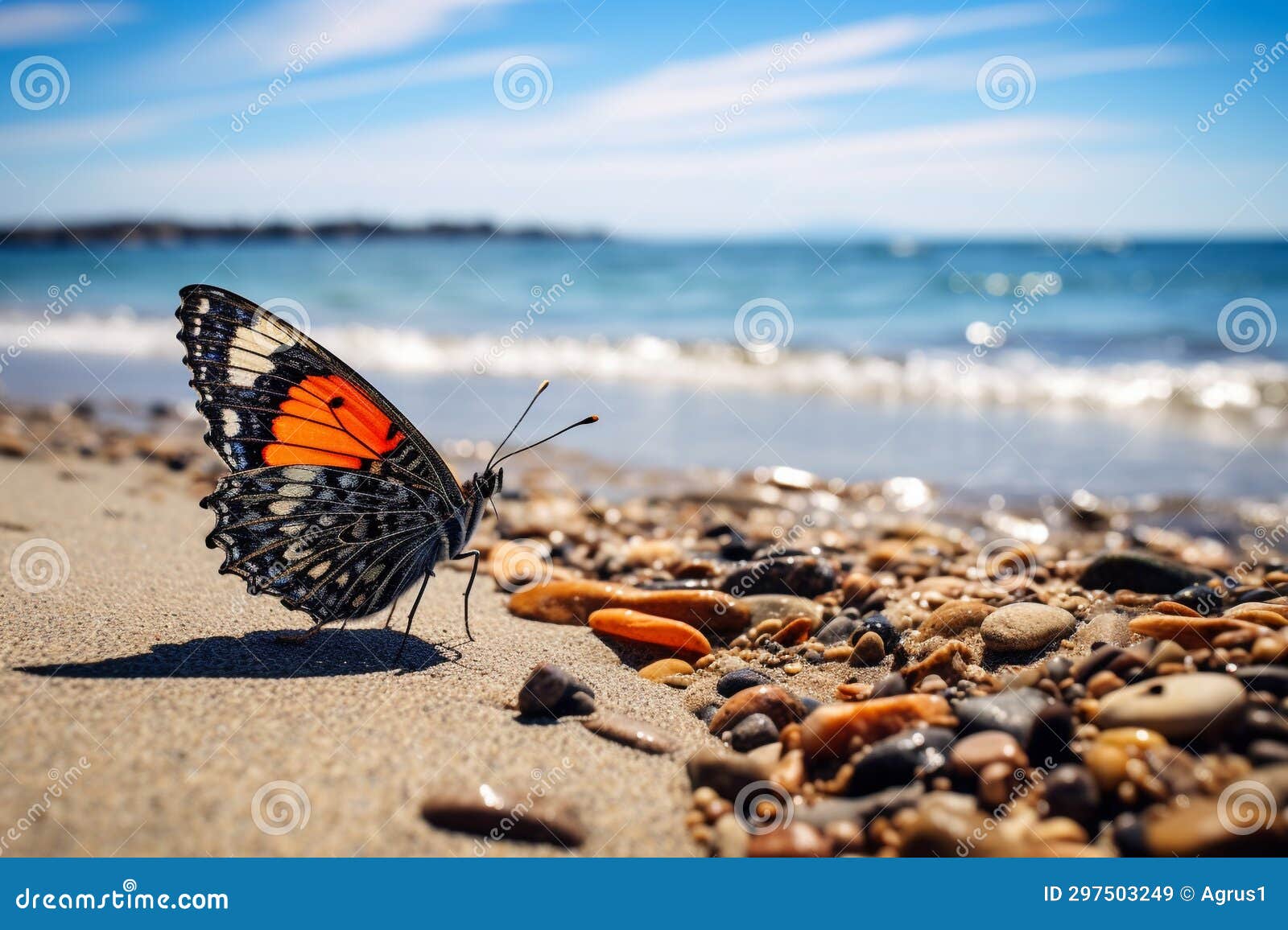 Illustration of a Butterfly on the Beach. Generative AI Stock ...