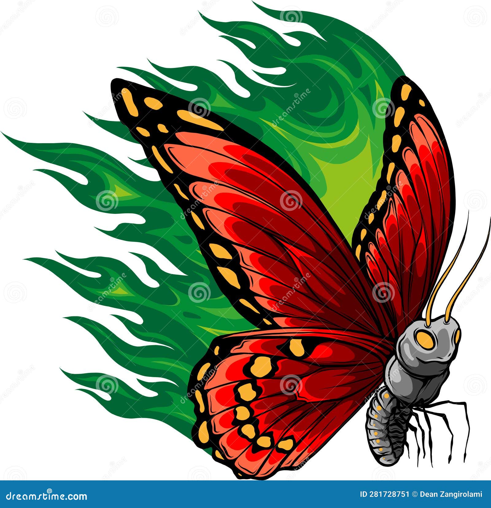 Vector Illustration of a Butterfly Made of Fire Stock Vector ...