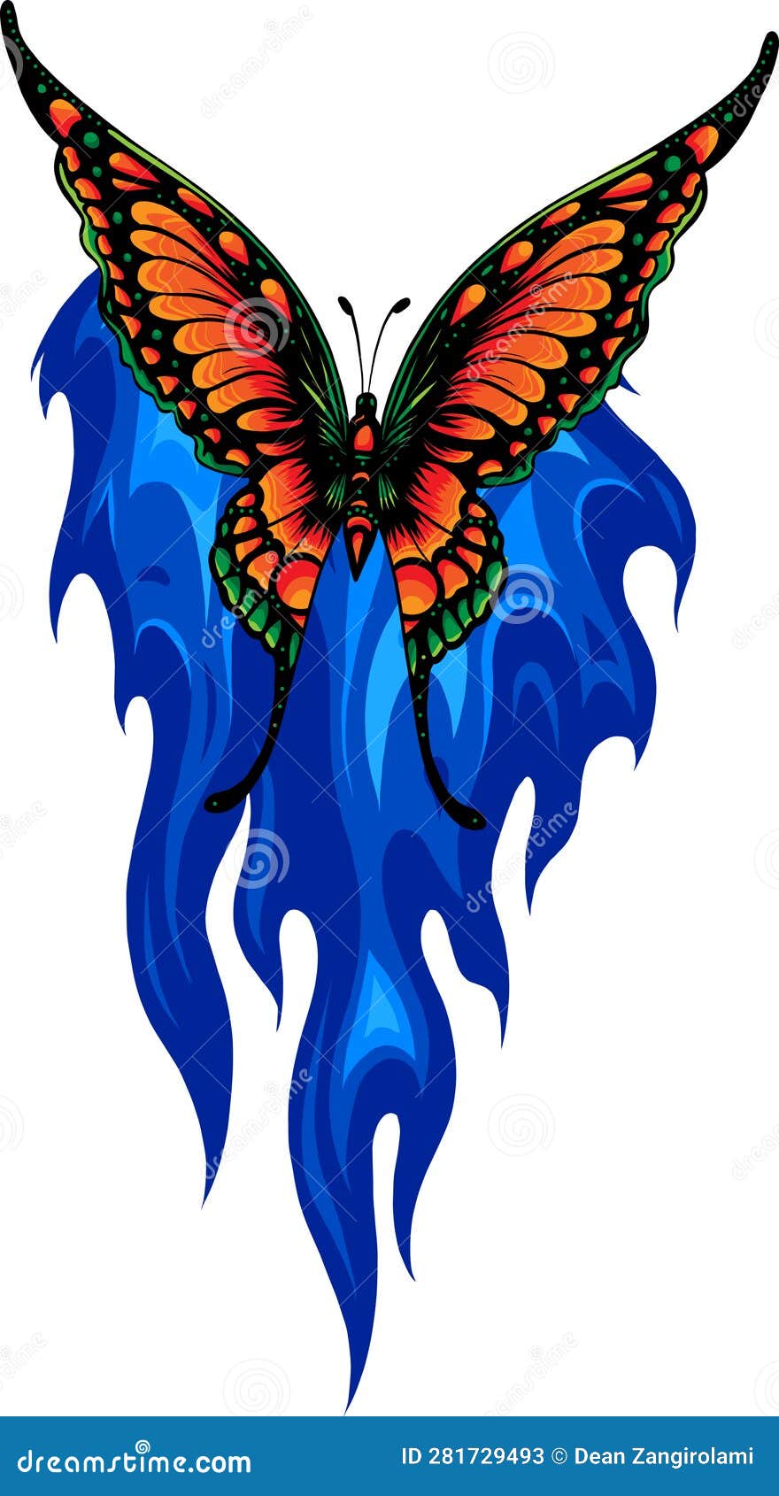 Vector Illustration of a Butterfly Made of Fire Stock Vector ...
