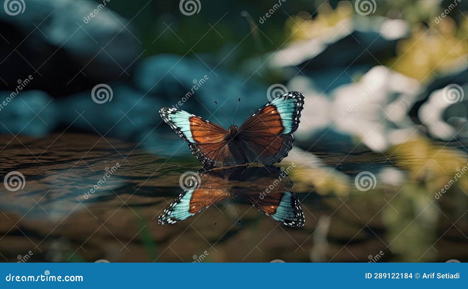 Illustration of a Butterfly Splashed in River Water Stock Illustration ...