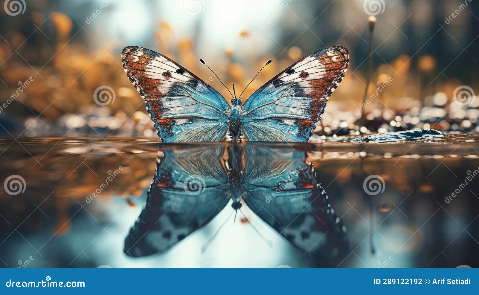 Illustration of a Butterfly Splashed in River Water Stock Illustration ...