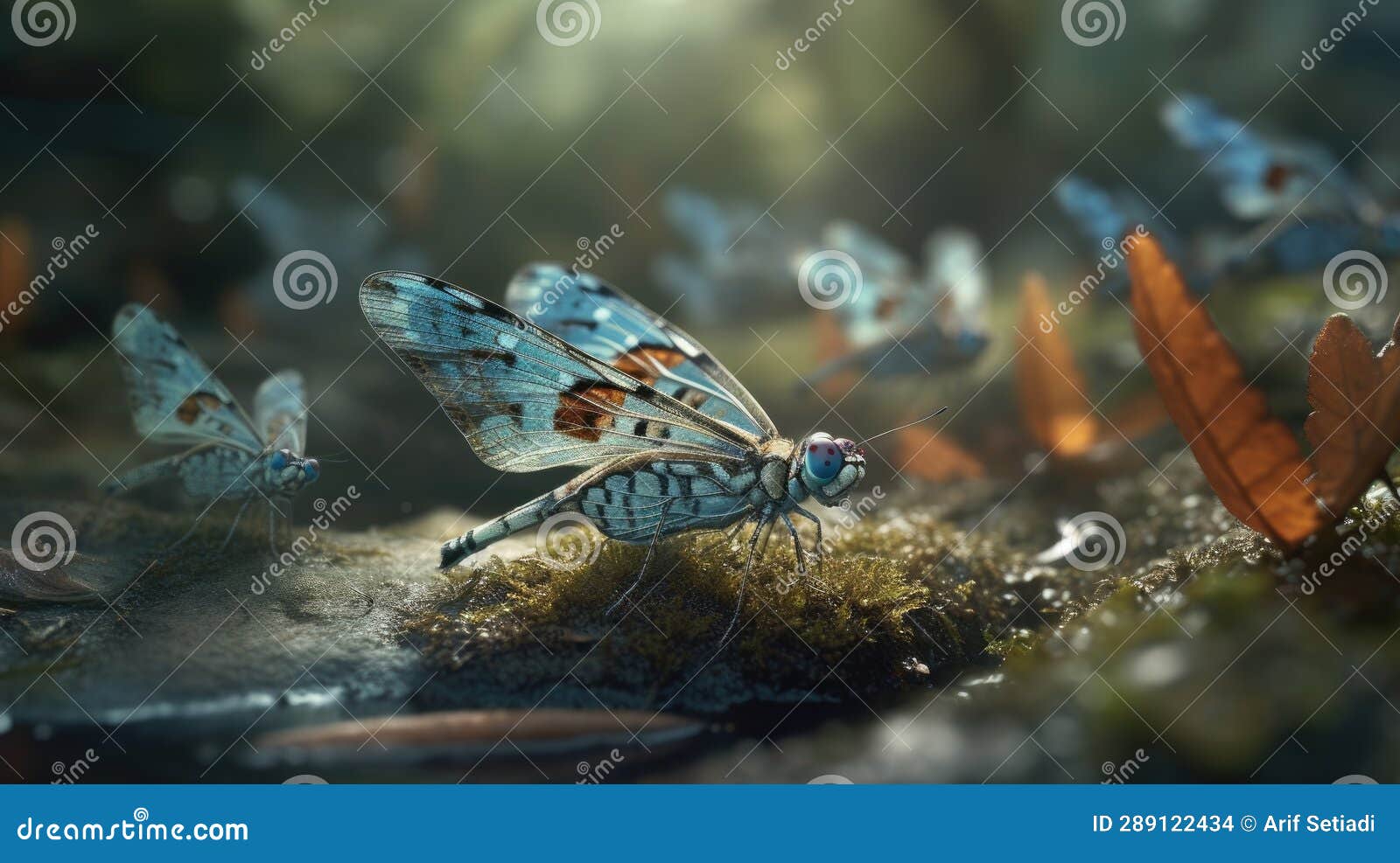 Illustration of a Butterfly Splashed in River Water Stock Illustration ...