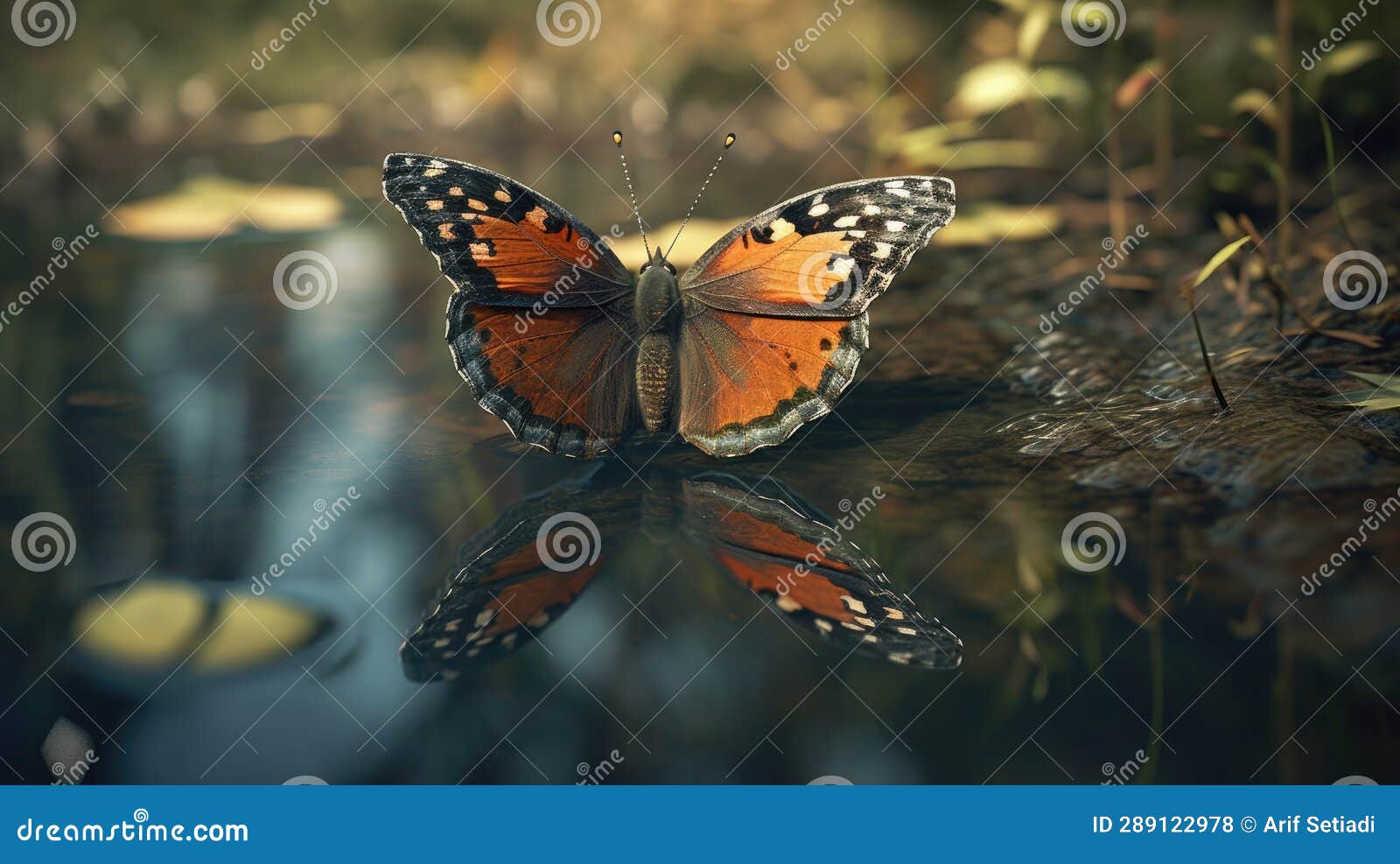 Illustration of a Butterfly Splashed in River Water Stock Illustration ...