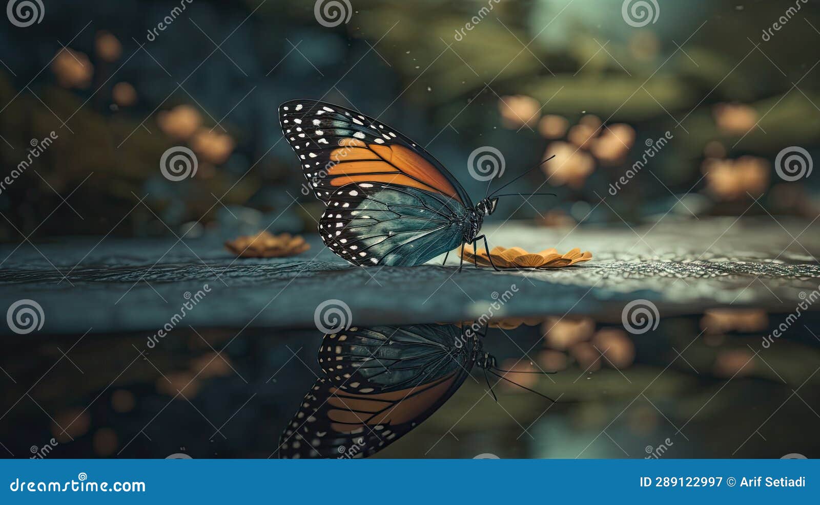 Illustration of a Butterfly Splashed in River Water Stock Illustration ...
