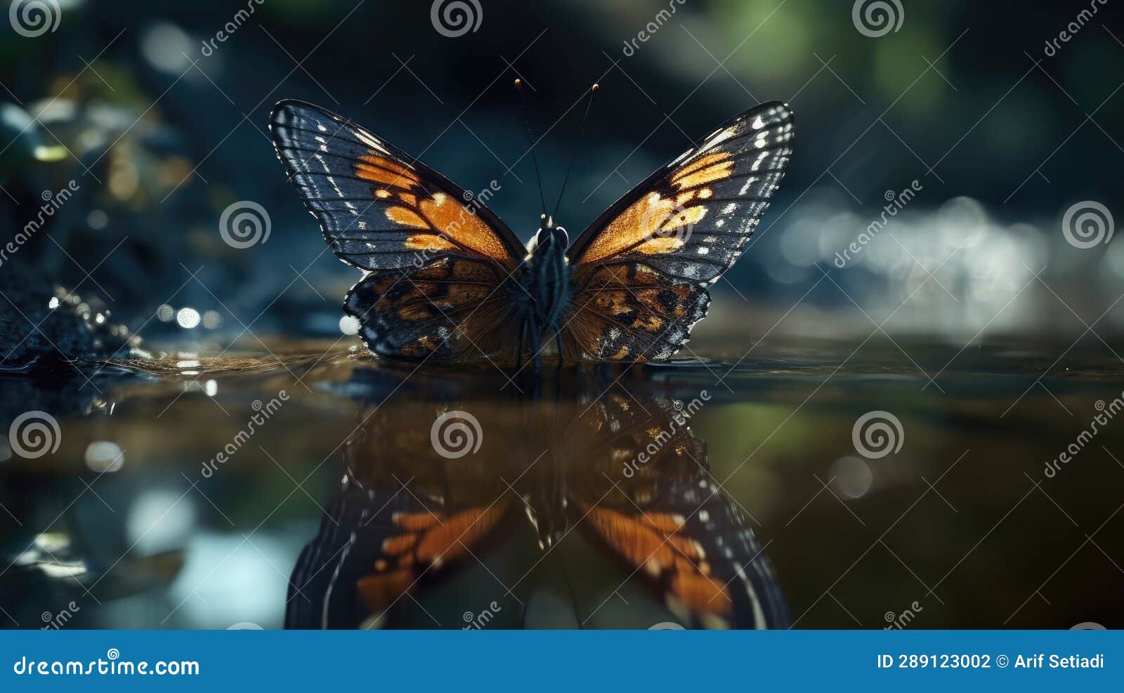 Illustration of a Butterfly Splashed in River Water Stock Illustration ...