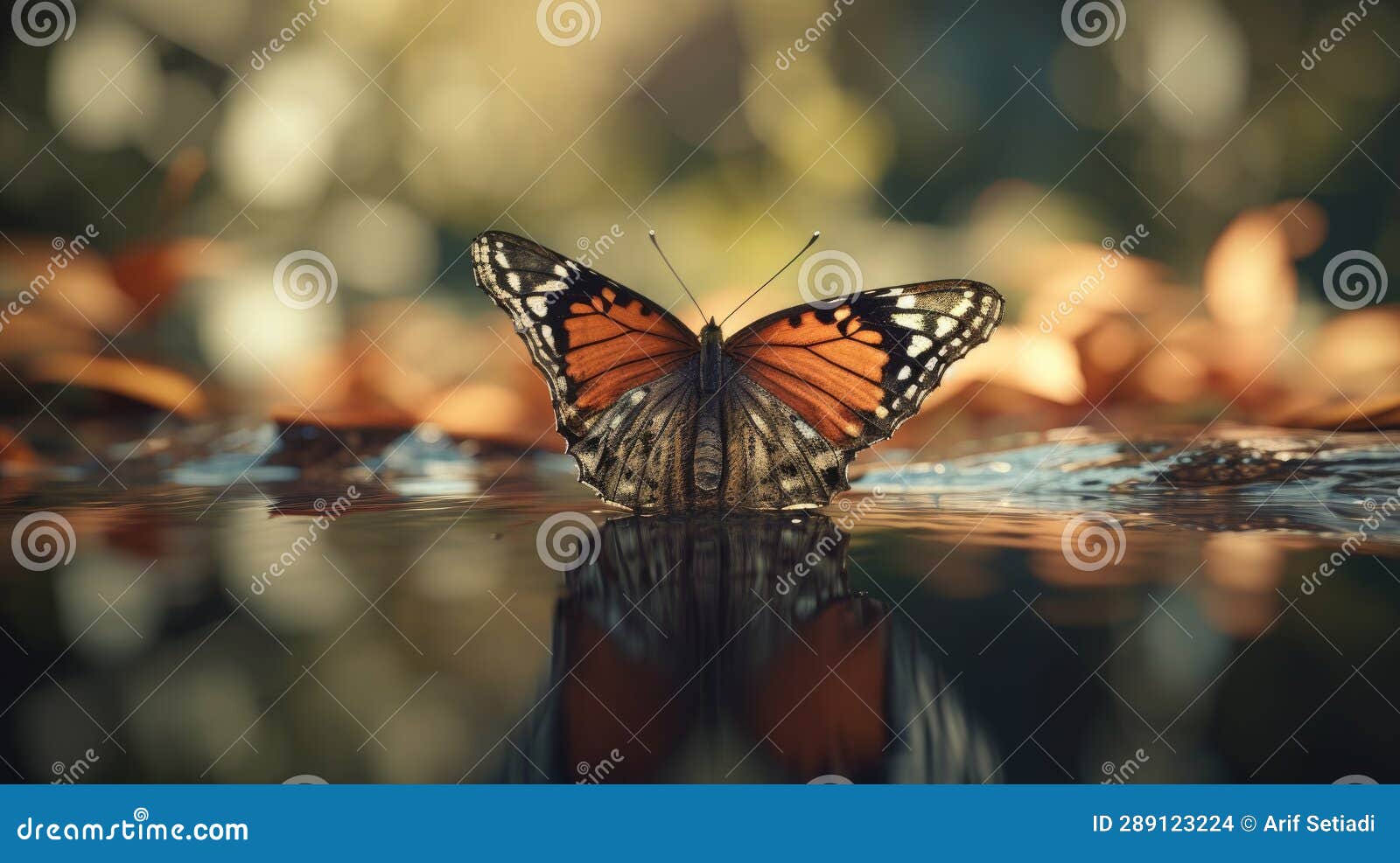 Illustration of a Butterfly Splashed in River Water Stock Illustration ...