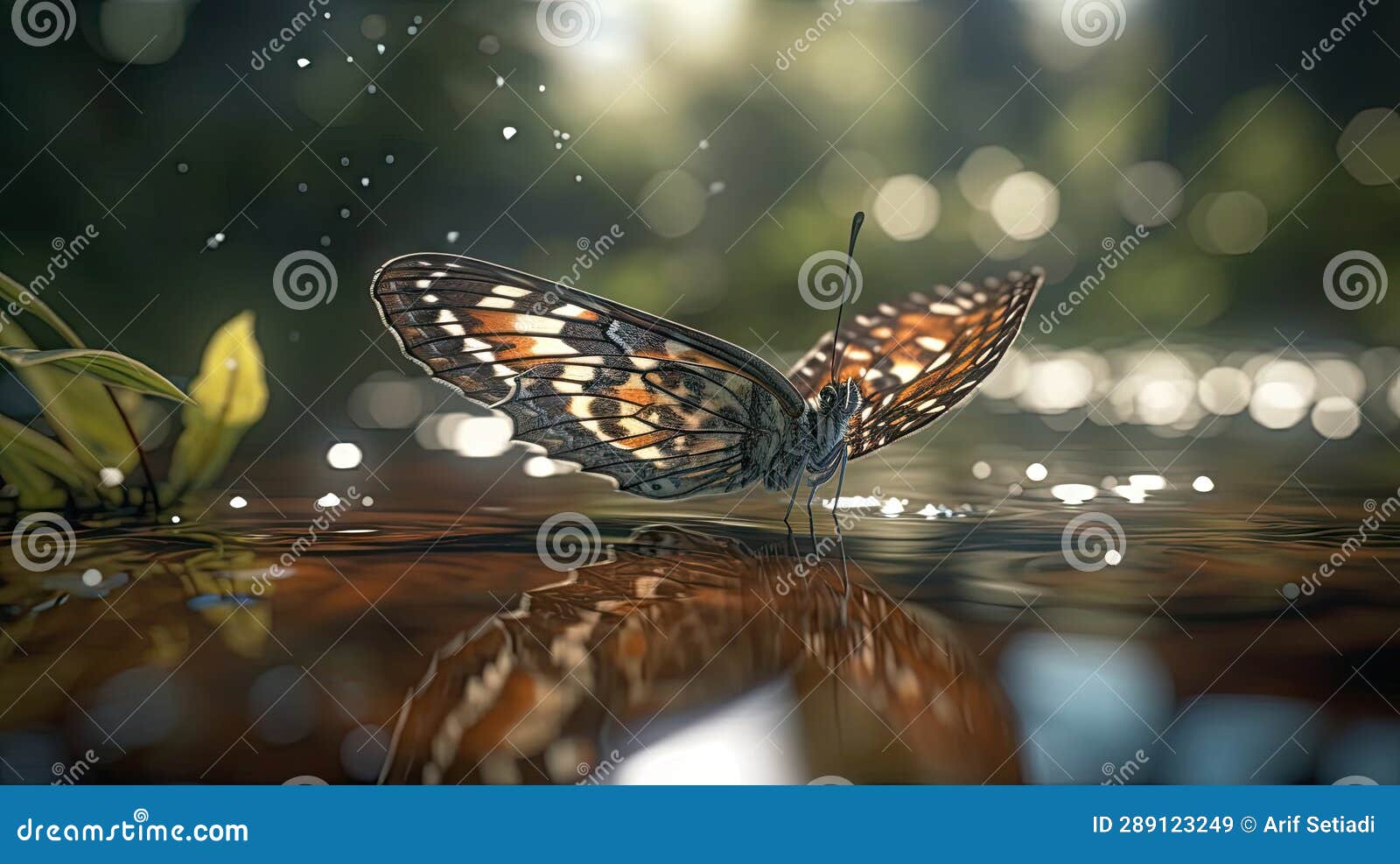Illustration of a Butterfly Splashed in River Water Stock Illustration ...