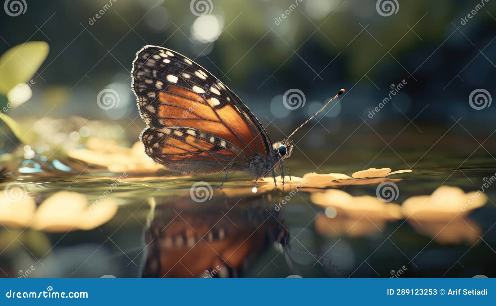 Illustration of a Butterfly Splashed in River Water Stock Illustration ...
