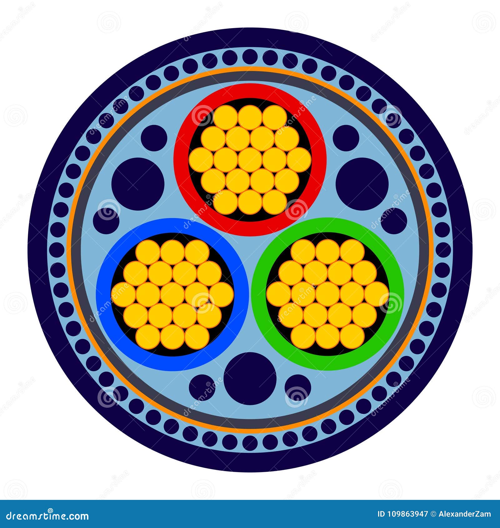 Cable section illustration stock vector. Illustration of conductor ...