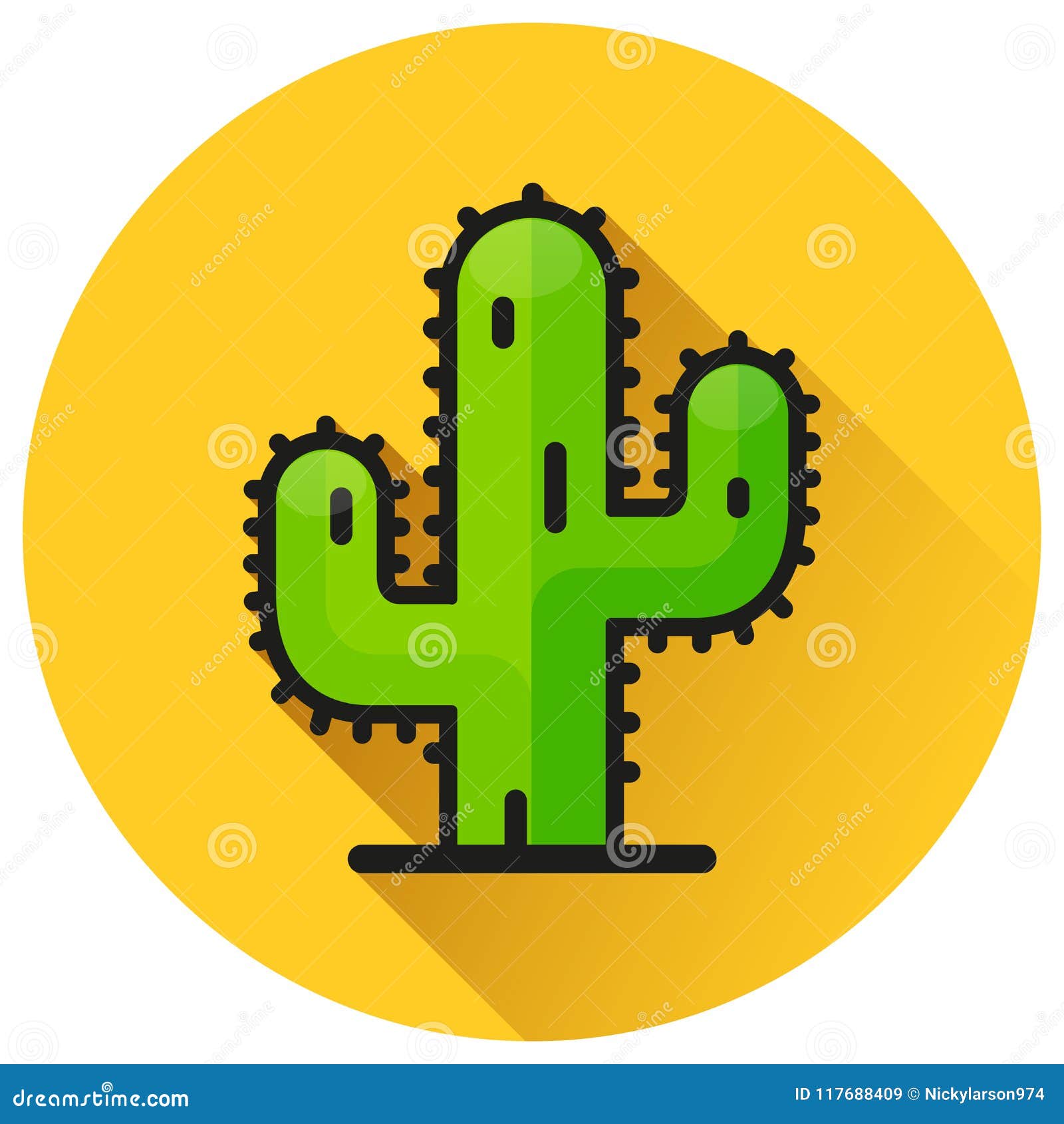 Cactus Circle Yellow Flat Icon Stock Vector - Illustration of isolated, beautiful: 117688409