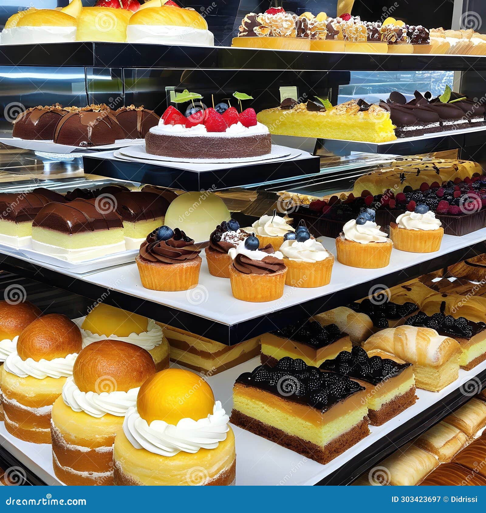 An Illustration of a Cake and Pastry Display Stock Illustration ...