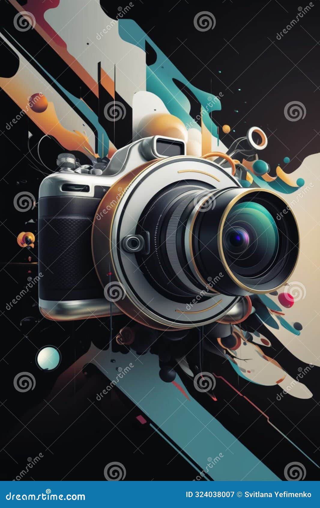 Illustration of a Camera on an Abstract Background Stock Illustration ...