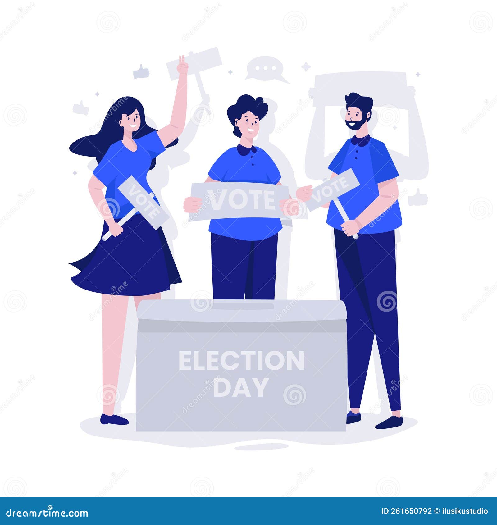 Voting Participation Campaign Flat Design Stock Vector - Illustration ...