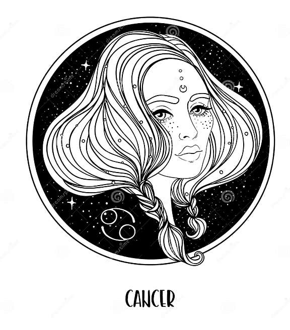 Illustration Of Cancer Astrological Sign As A Beautiful Girl Zodiac
