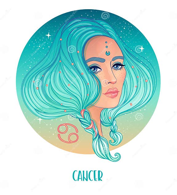 Illustration Of Cancer Astrological Sign As A Beautiful Girl Zodiac