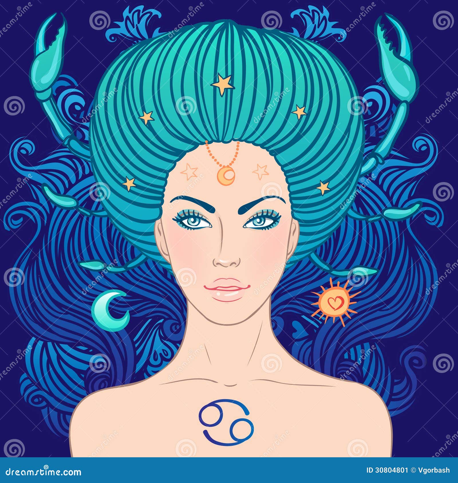 Illustration of Cancer Zodiac Sign As a Beautiful Girl Stock ... Illustration of Cancer Zodiac Sign As a Beautiful Girl Stock ...
