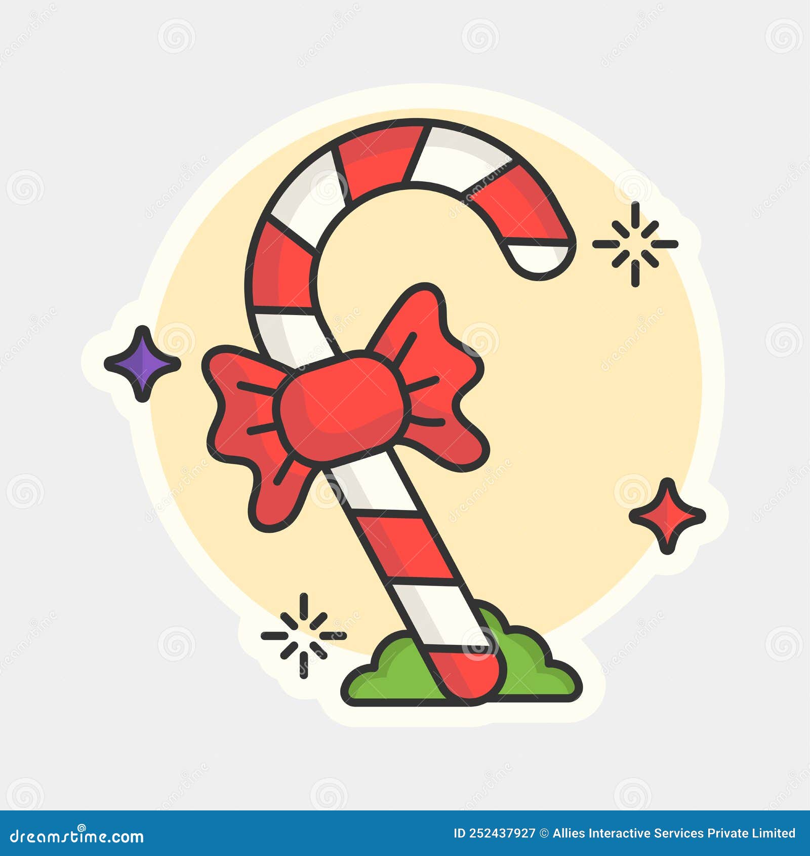 Illustration of Candy Stick Sticker and Icon in Red and White Stock ...