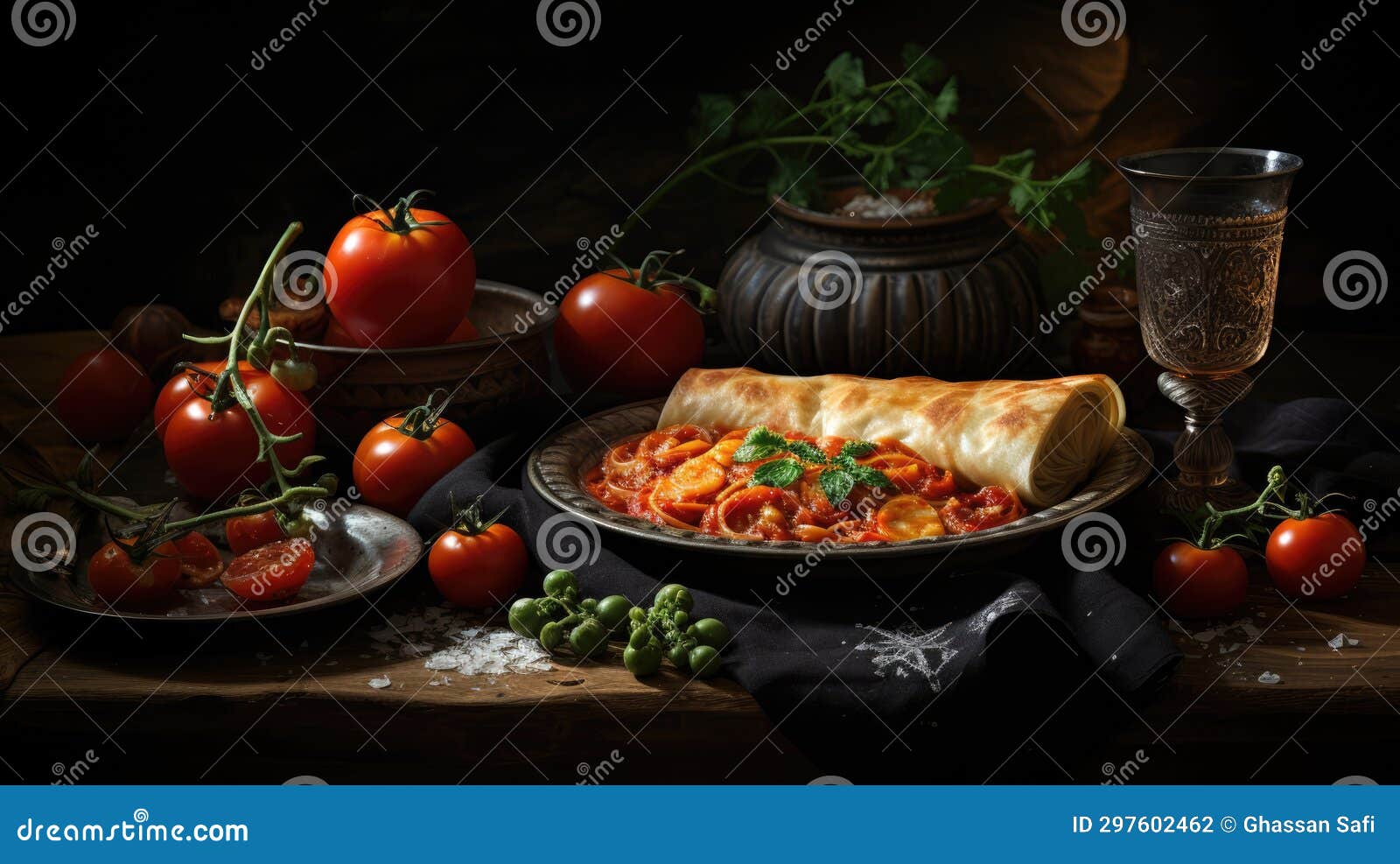 A Cannelloni Dish, an Italian Delicacy, within a Rustic Setting Stock ...