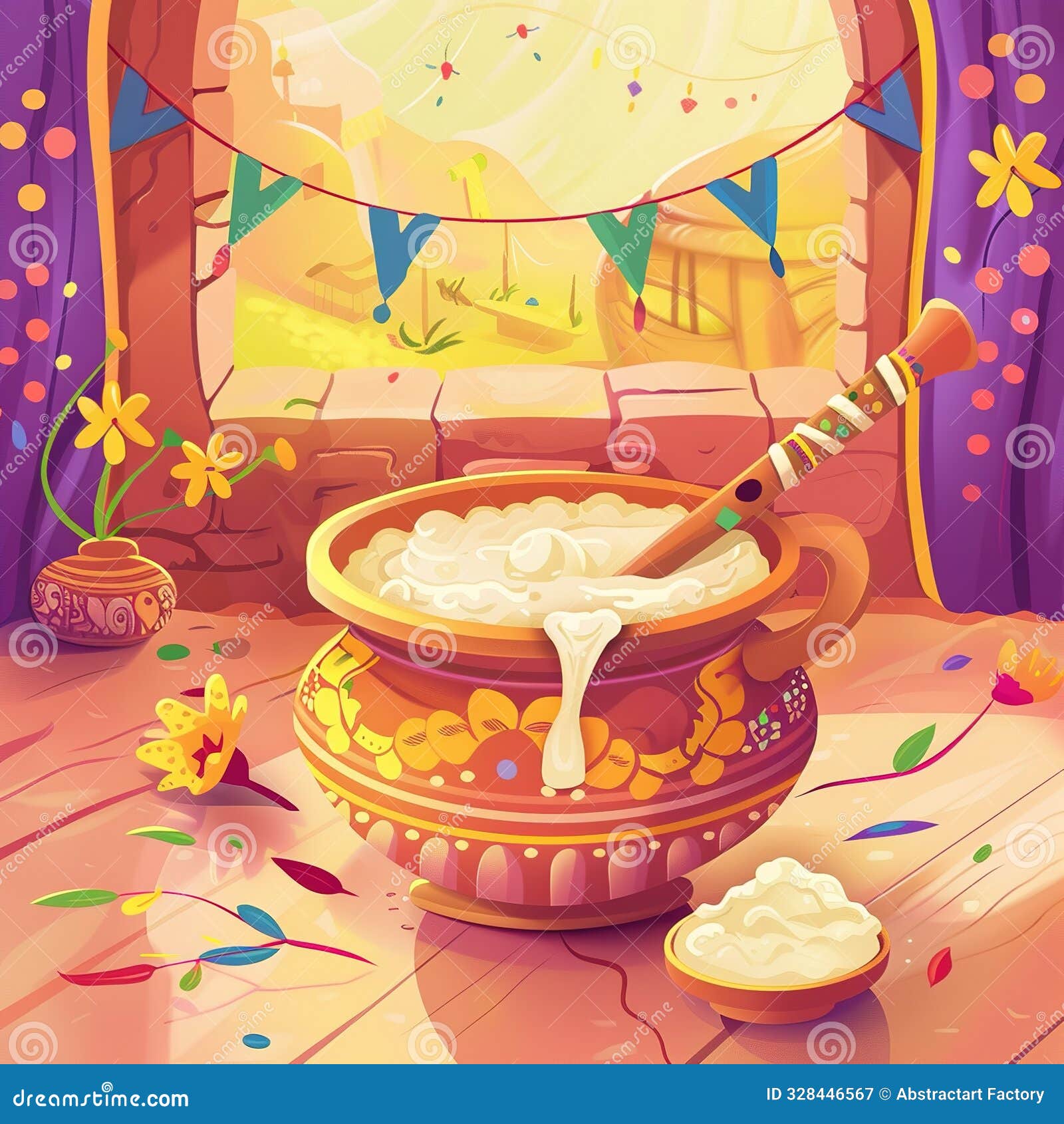 Illustration of a Captures Essence of Krishna S Makkhan Matki on the ...