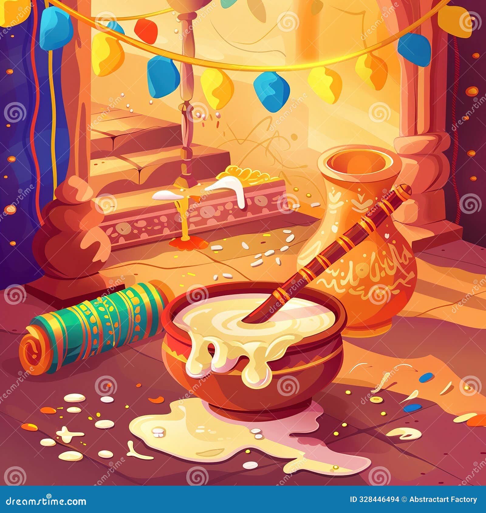 Illustration of a Captures Essence of Krishna S Makkhan Matki on the ...