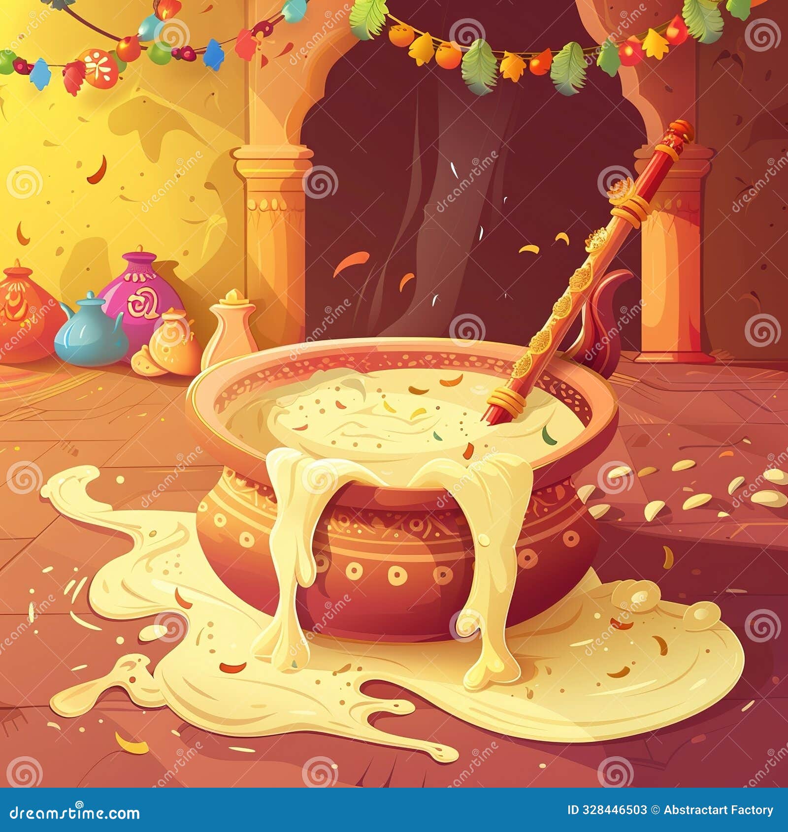 Illustration of a Captures Essence of Krishna S Makkhan Matki on the ...