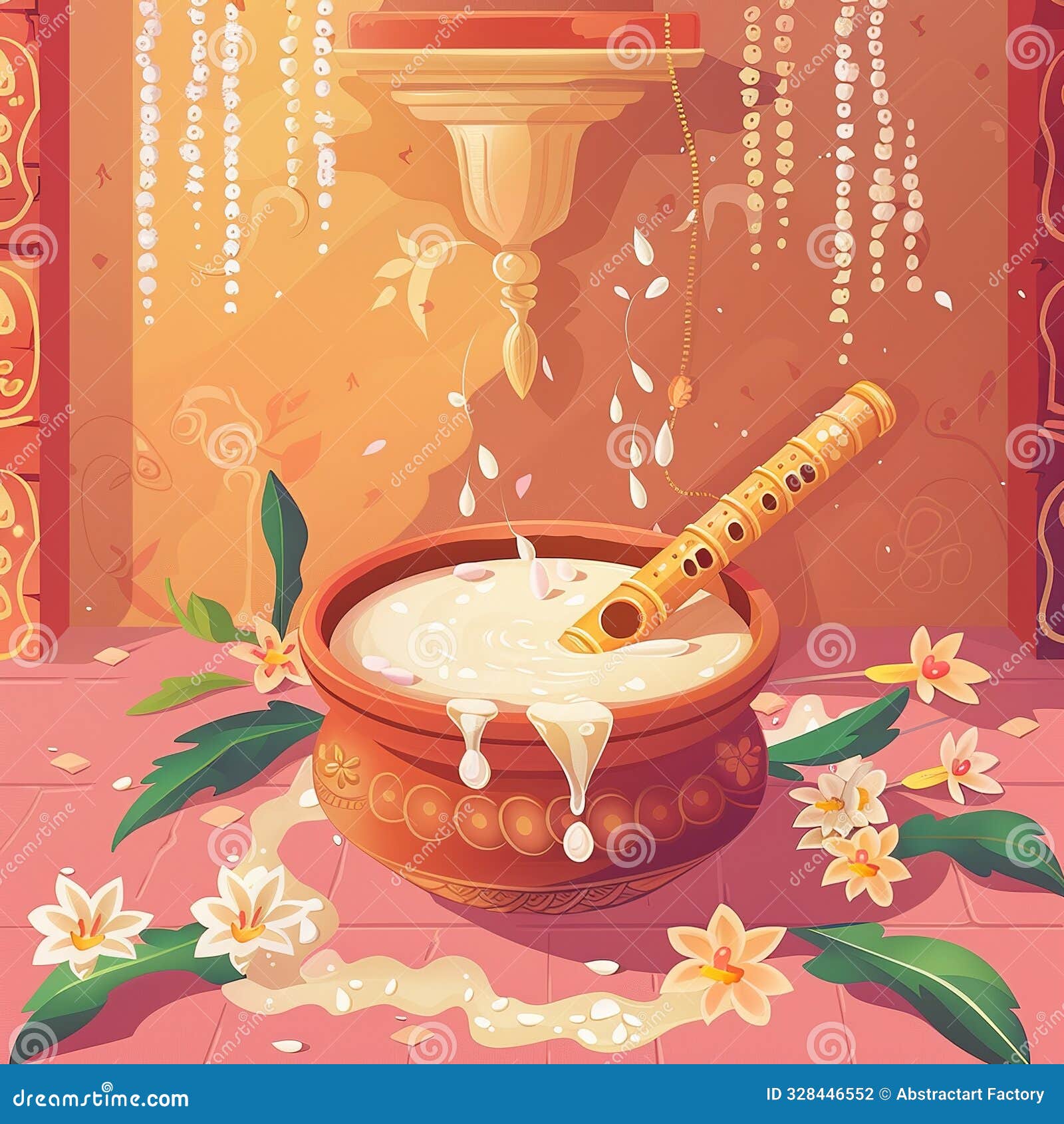 Illustration of a Captures Essence of Krishna S Makkhan Matki on the ...