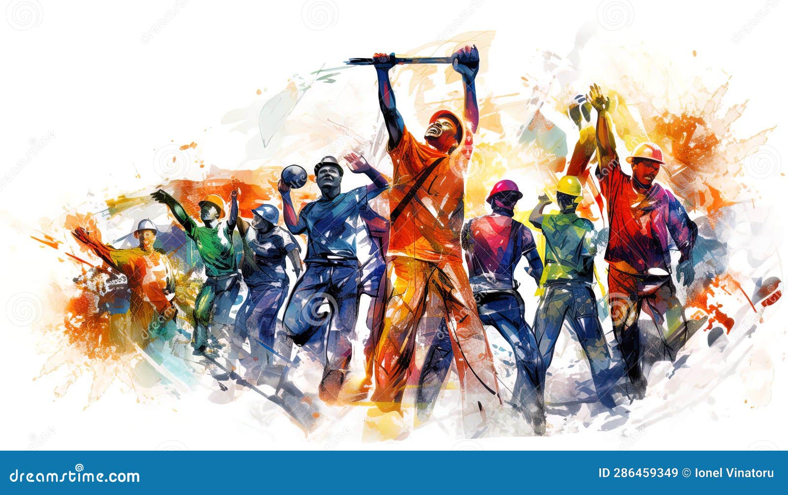 Illustration that Captures the Vibrant Energy and Enthusiasm of Workers ...