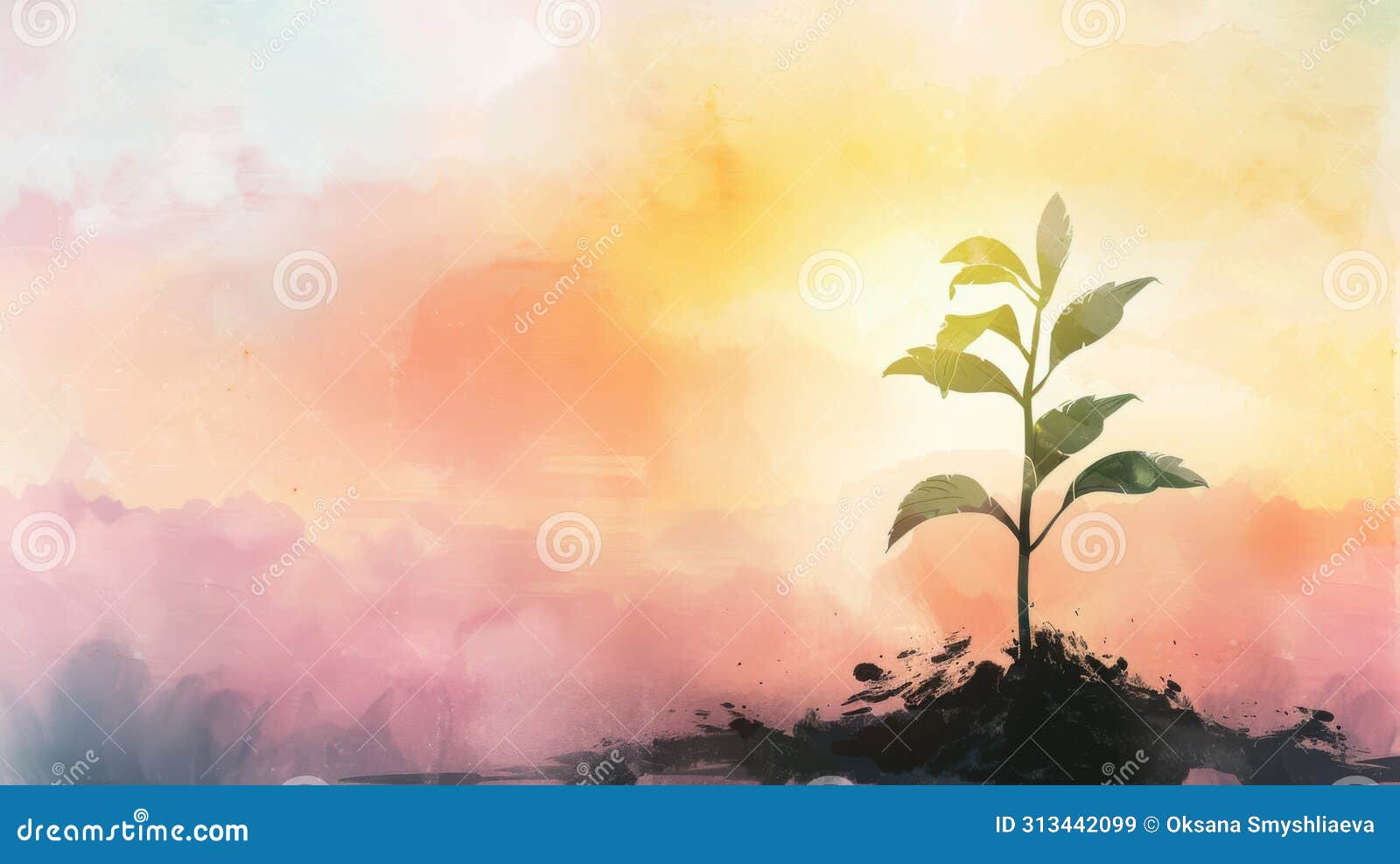 An Illustration Capturing the First Light of Dawn Shining upon a Young ...