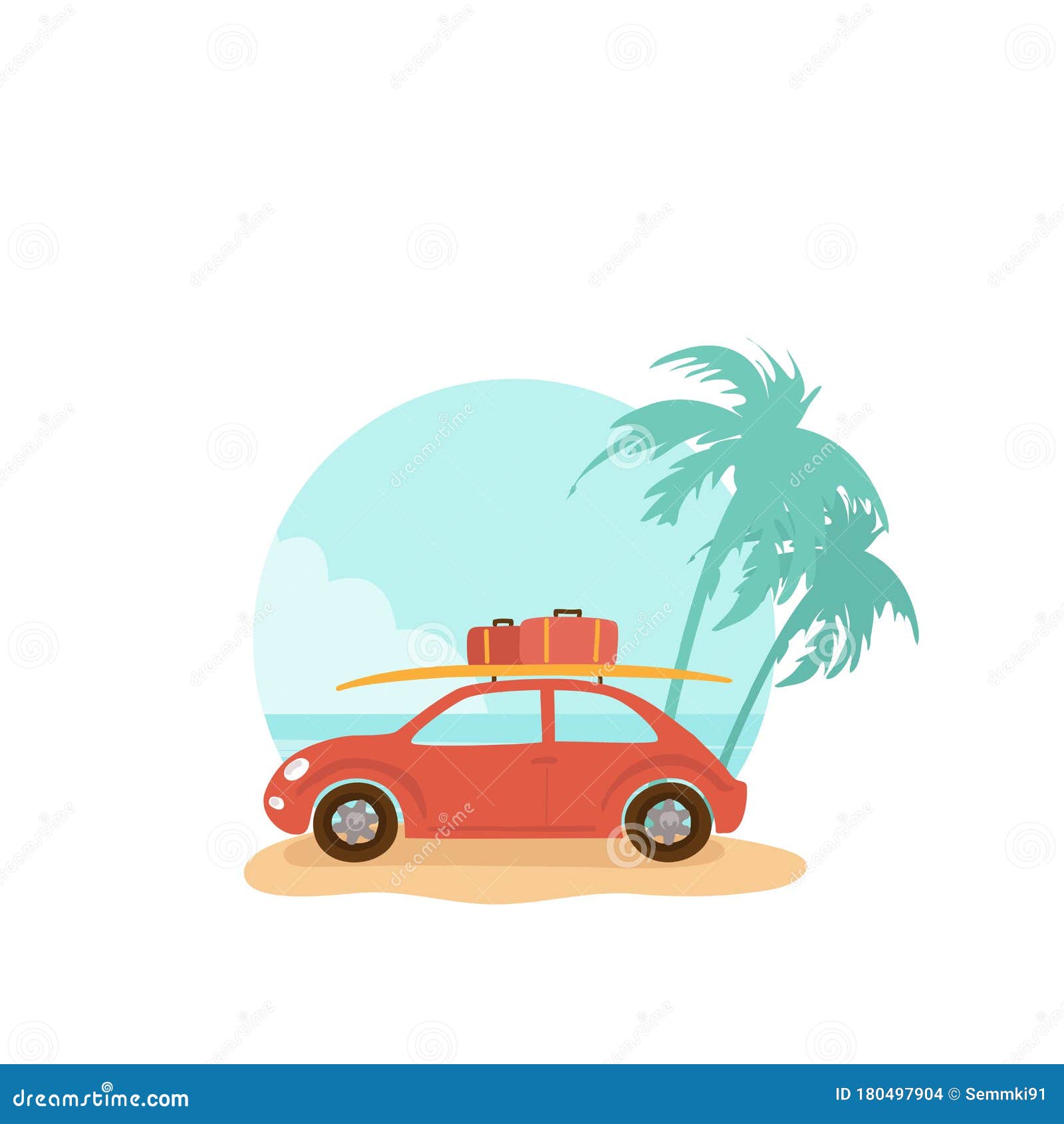 Vector Illustration of a Car on the Beach Stock Illustration ...