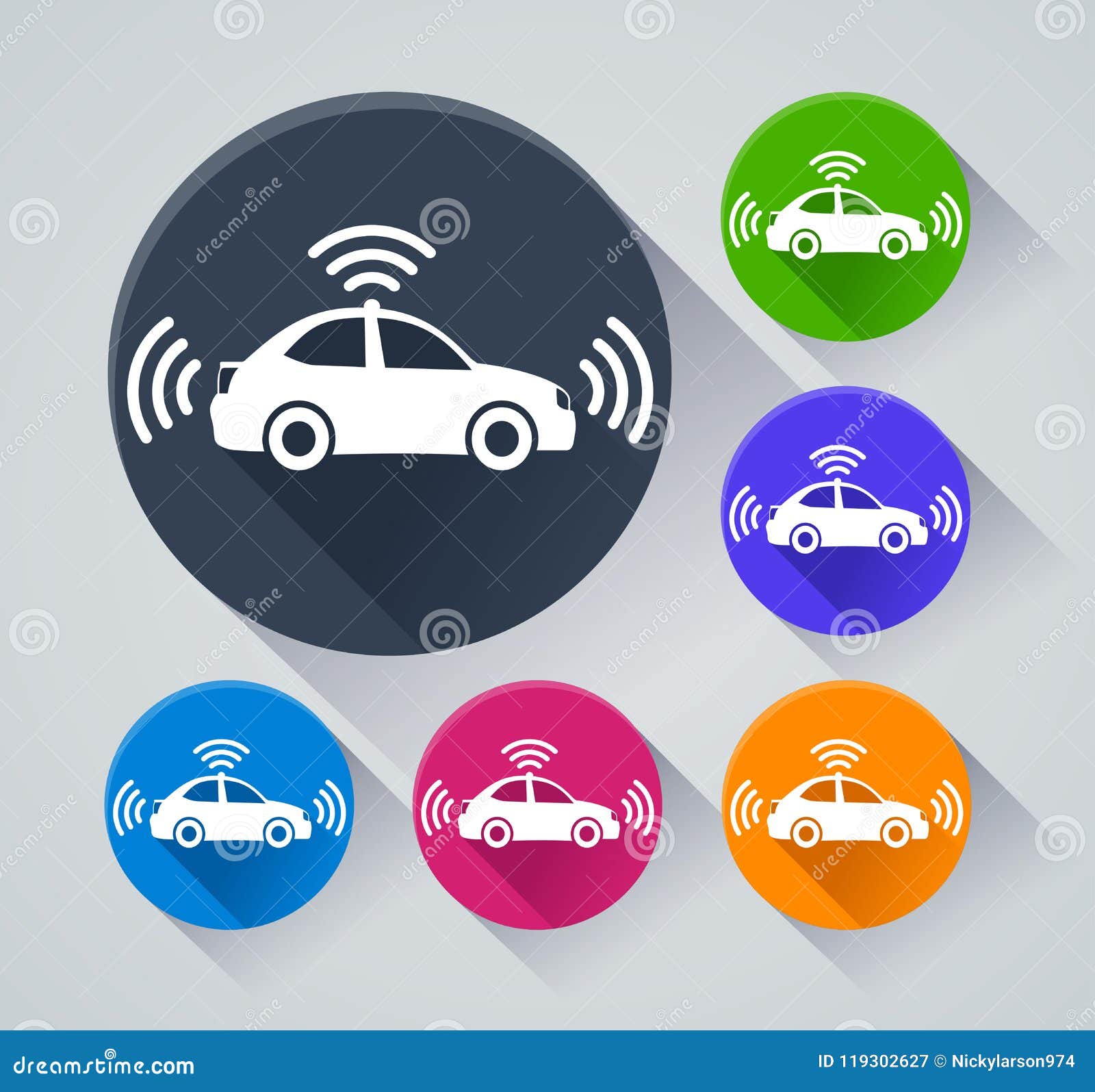 Car Circle Icons with Shadow Stock Vector - Illustration of flat ...