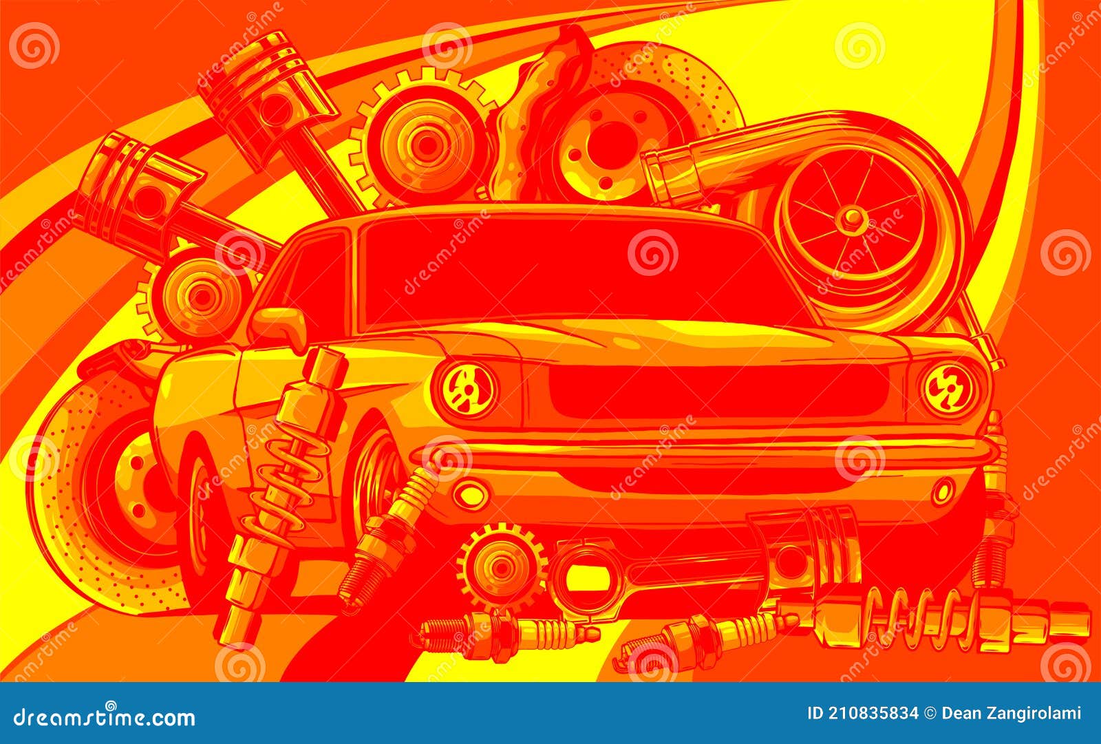 Car Spares And Parts Top View Vector Illustration Isolated On White ...