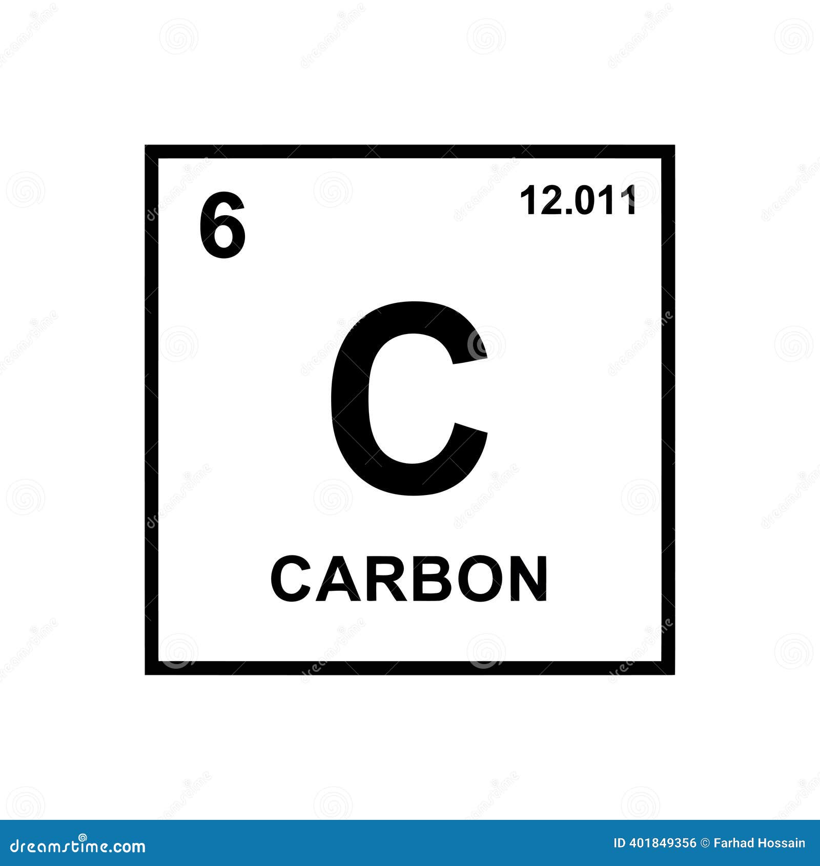 Carbon As Element 6 Of The Periodic Table 3D Animation On Red ...