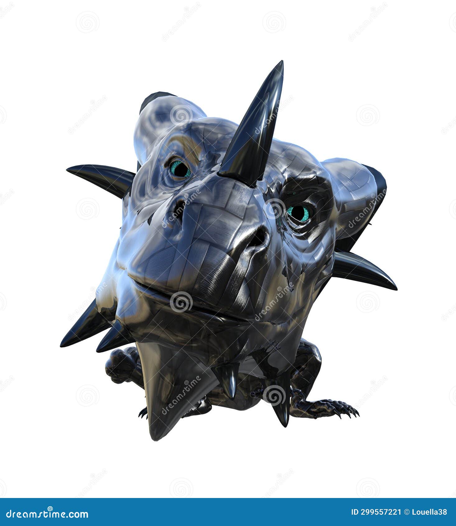 Illustration of a Carbon Skinned Dragon with a Small Body and a Large ...