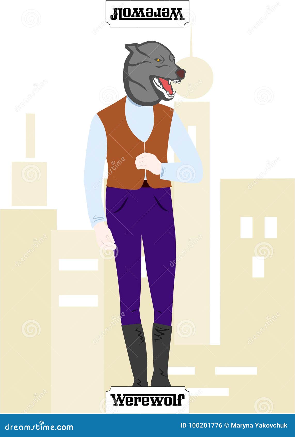 Mafia card werewolf stock vector. Illustration of hobby - 100201776