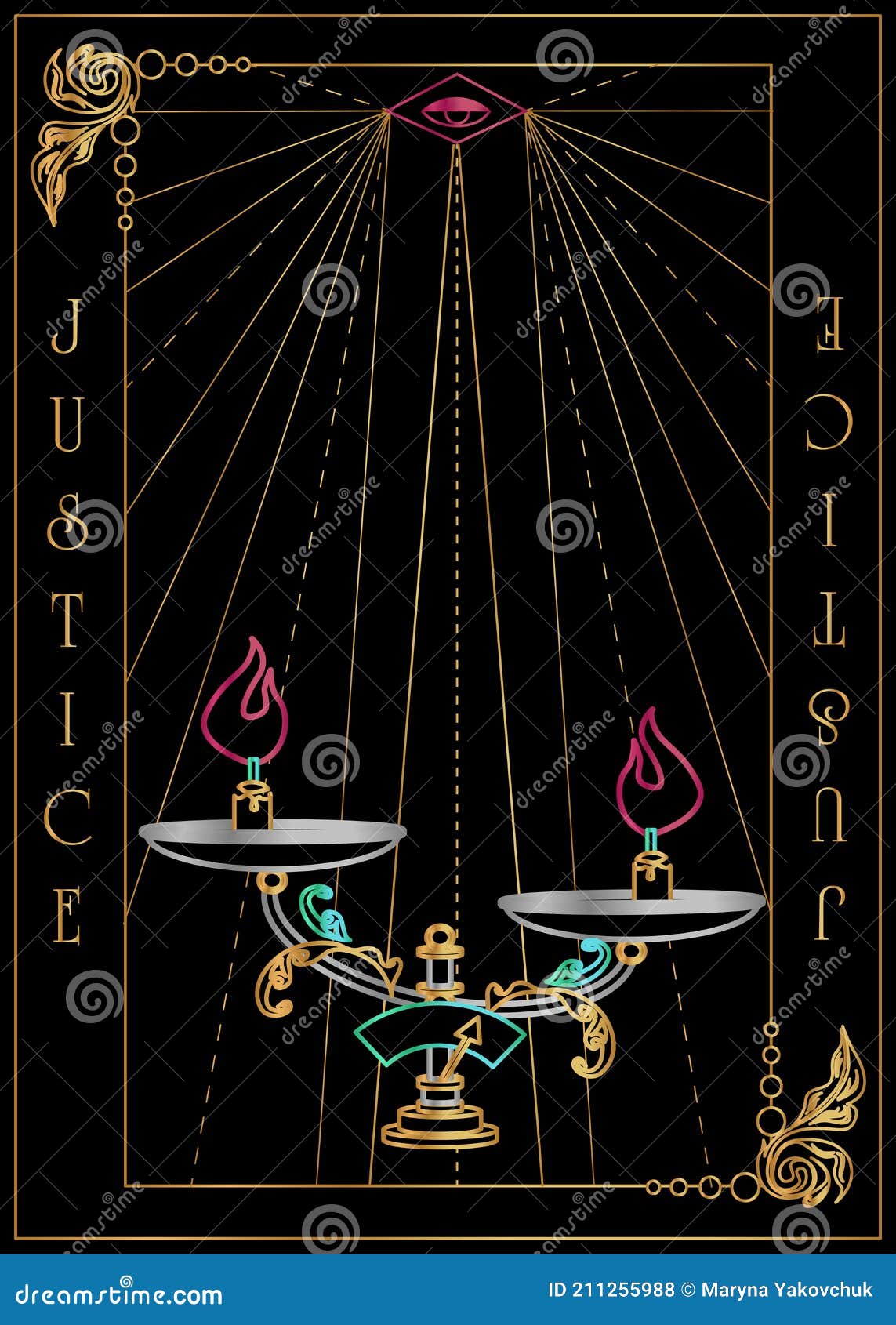 The JUSTICE Card stock vector. Illustration of playing - 211255988