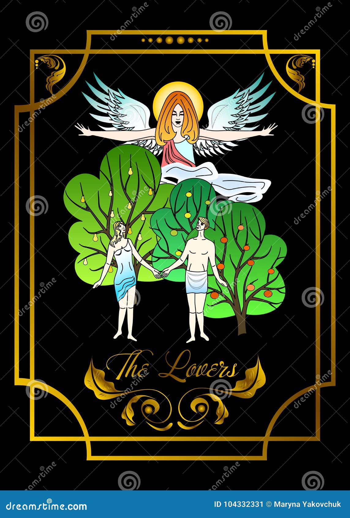 The lovers card stock vector. Illustration of apple - 104332331