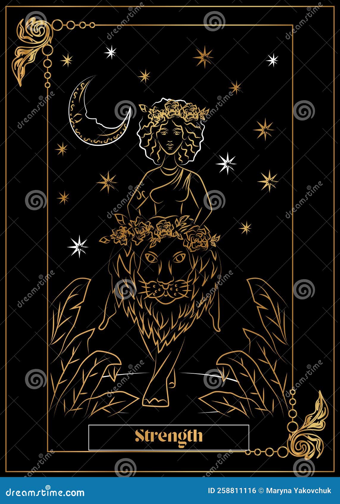 The Strength card stock vector. Illustration of religion - 258811116