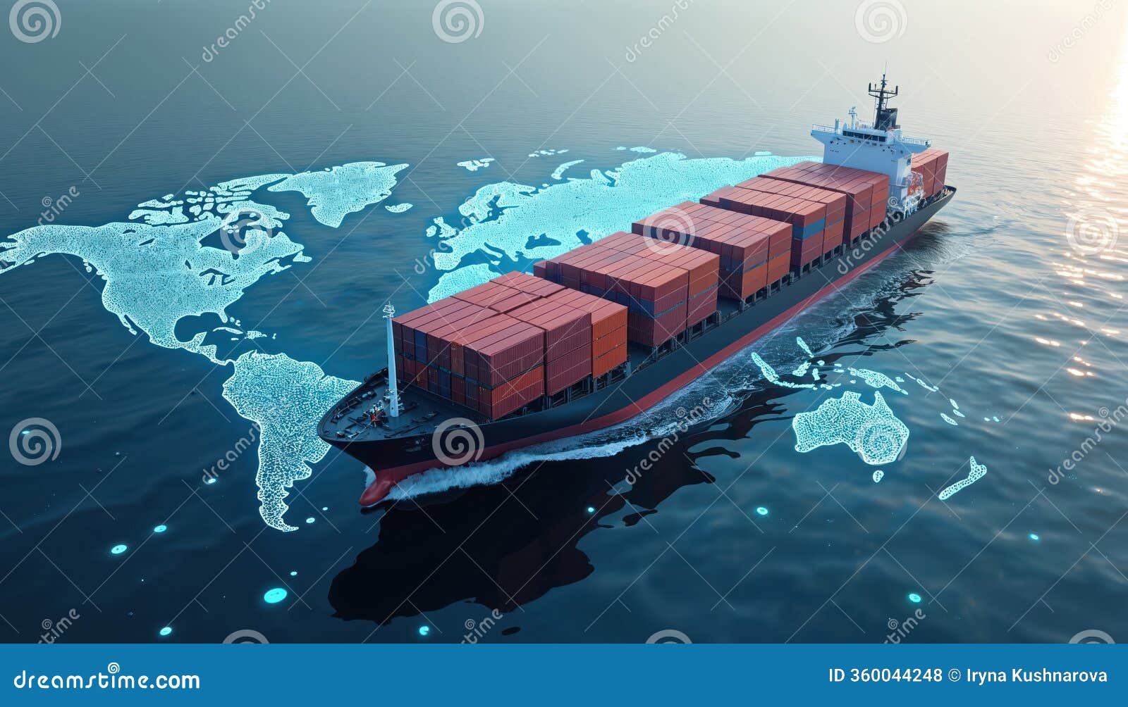 Illustration of Cargo Container Ship Utilizing Tech for Global ...