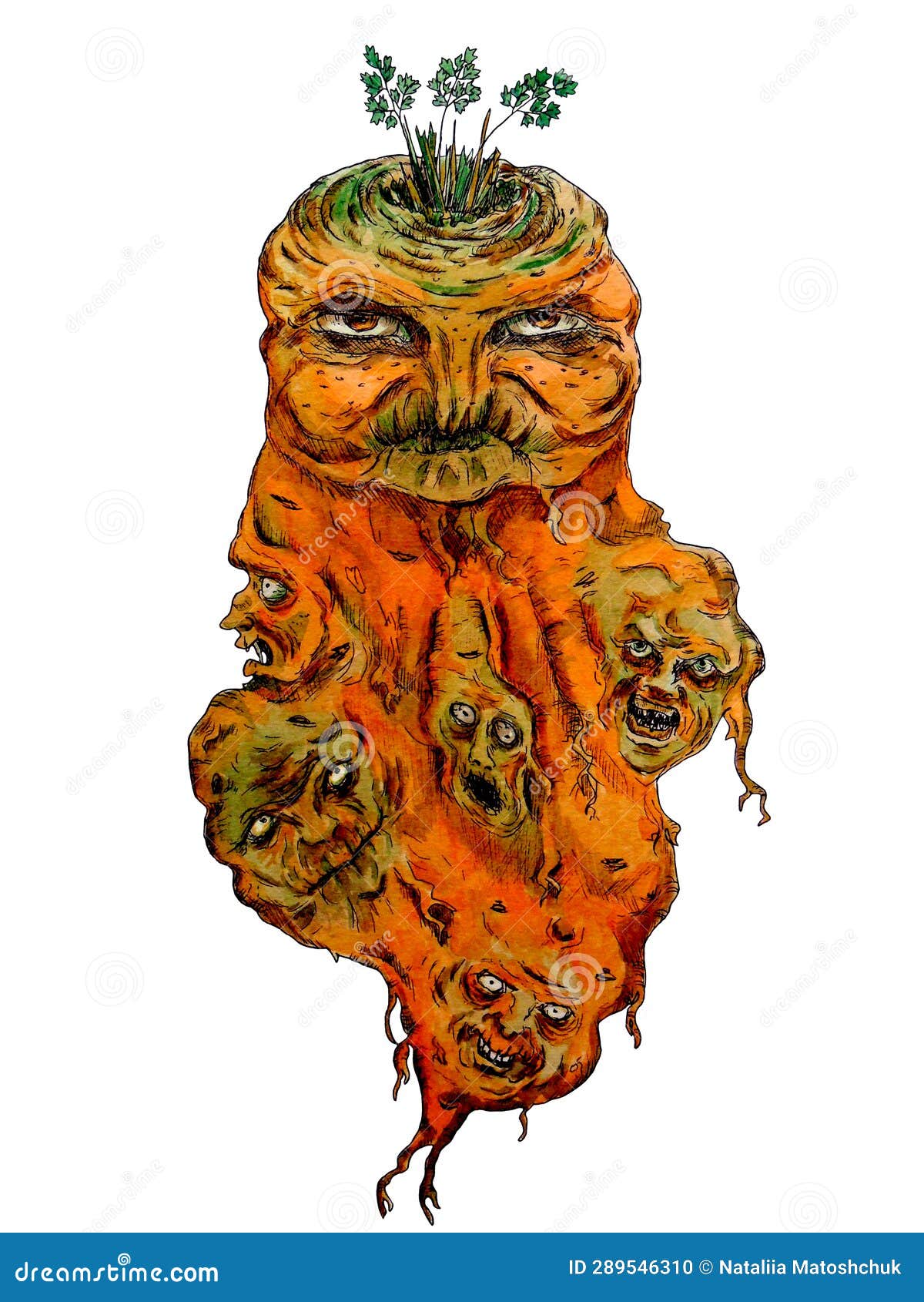 Illustration of Carrot with Faces on Transparent. Stock Illustration ...