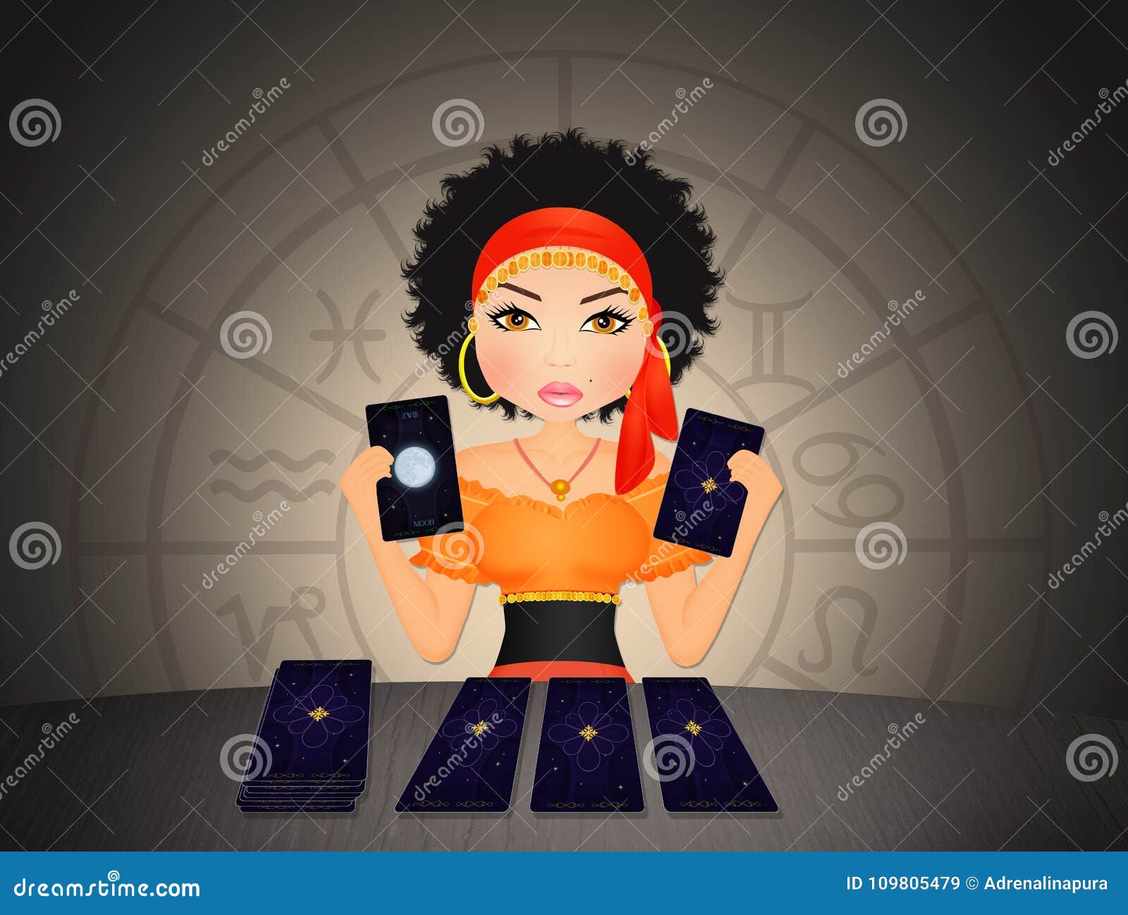 Illustration of cartomancy stock illustration. Illustration of occult ...