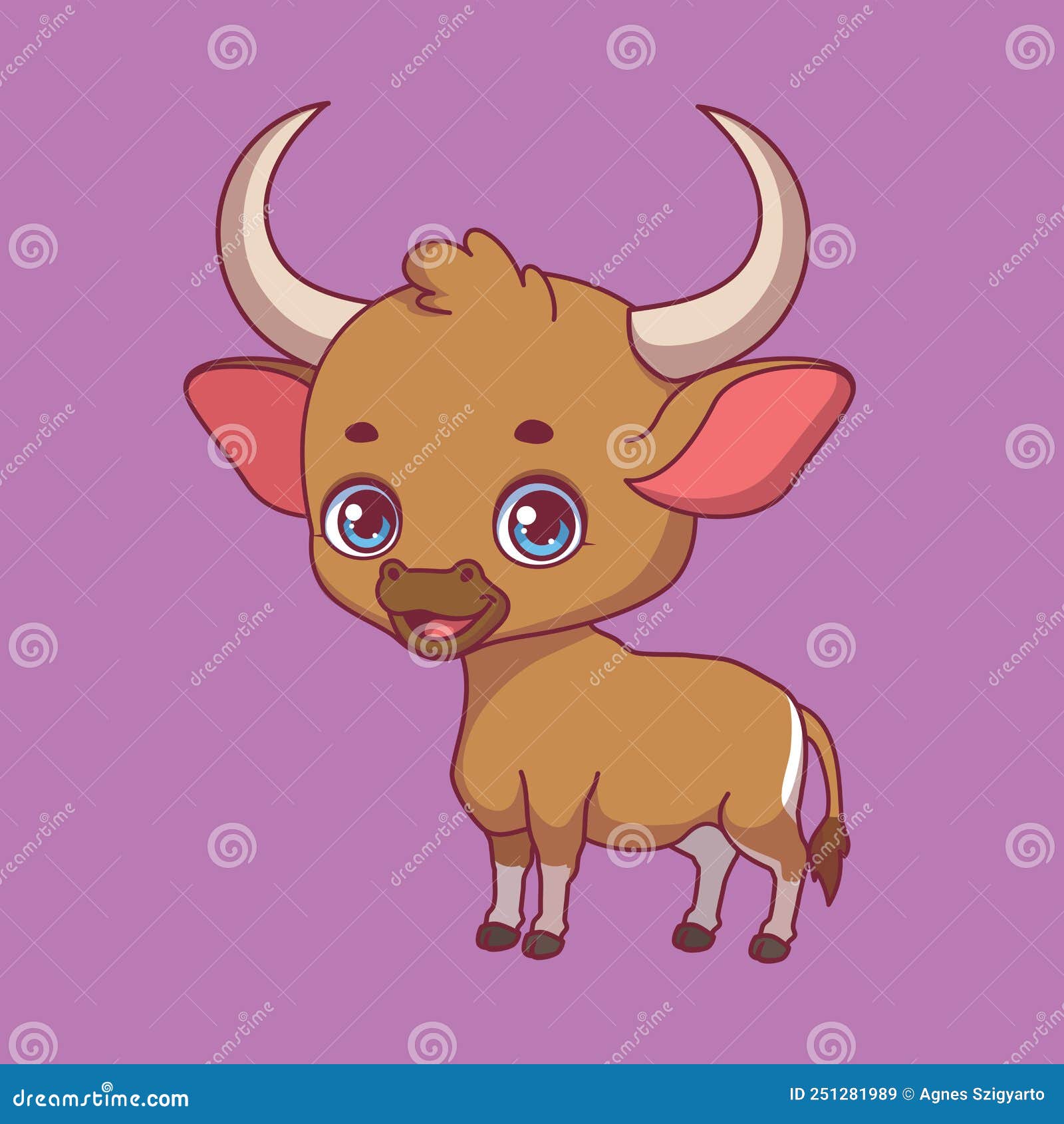 Illustration of a Cartoon Banteng on Colorful Background Stock Vector ...