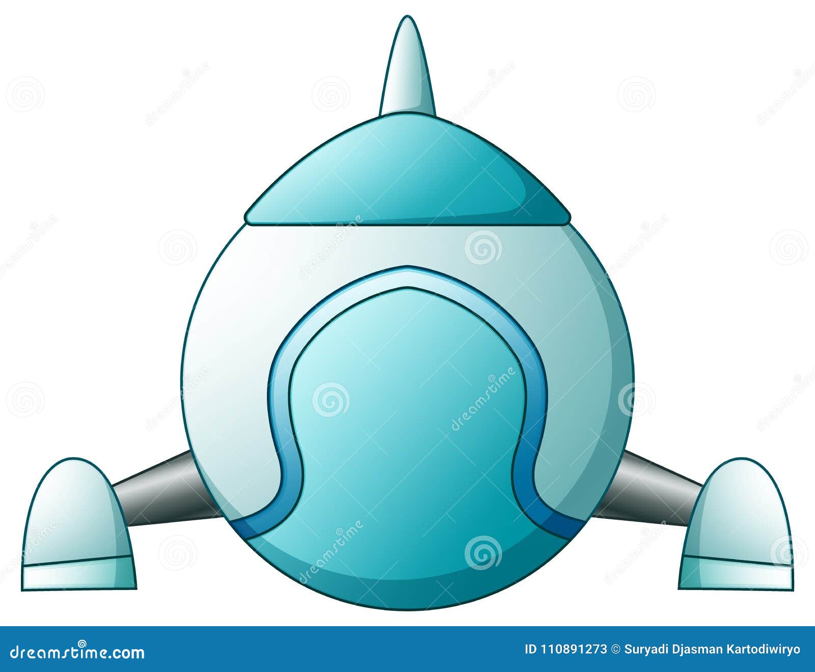 Cartoon Blue Spaceship Isolated on White Background Stock Vector ...