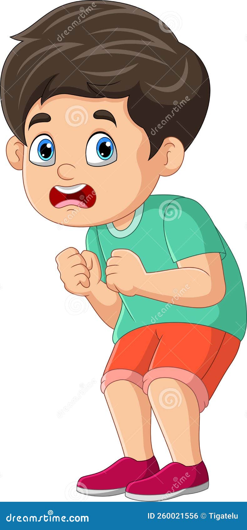 Cartoon Boy Standing and Scared Expression Stock Vector - Illustration ...