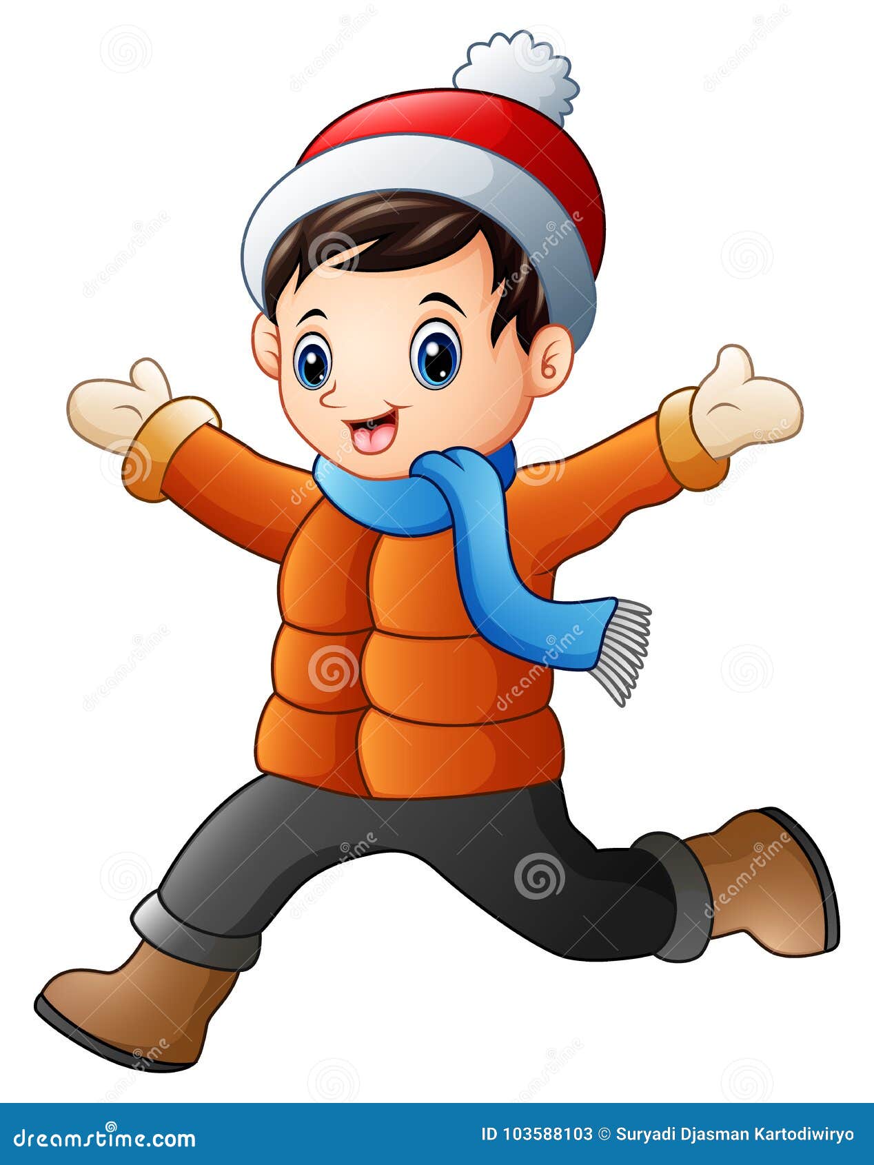 Cartoon Boy Wearing Winter Clothes Stock Vector - Illustration of ...
