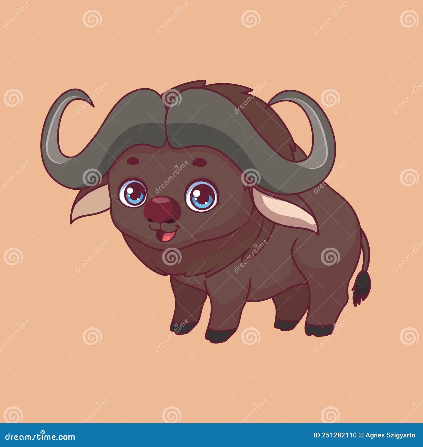 Illustration of a Cartoon Buffalo on Colorful Background Stock Vector ...