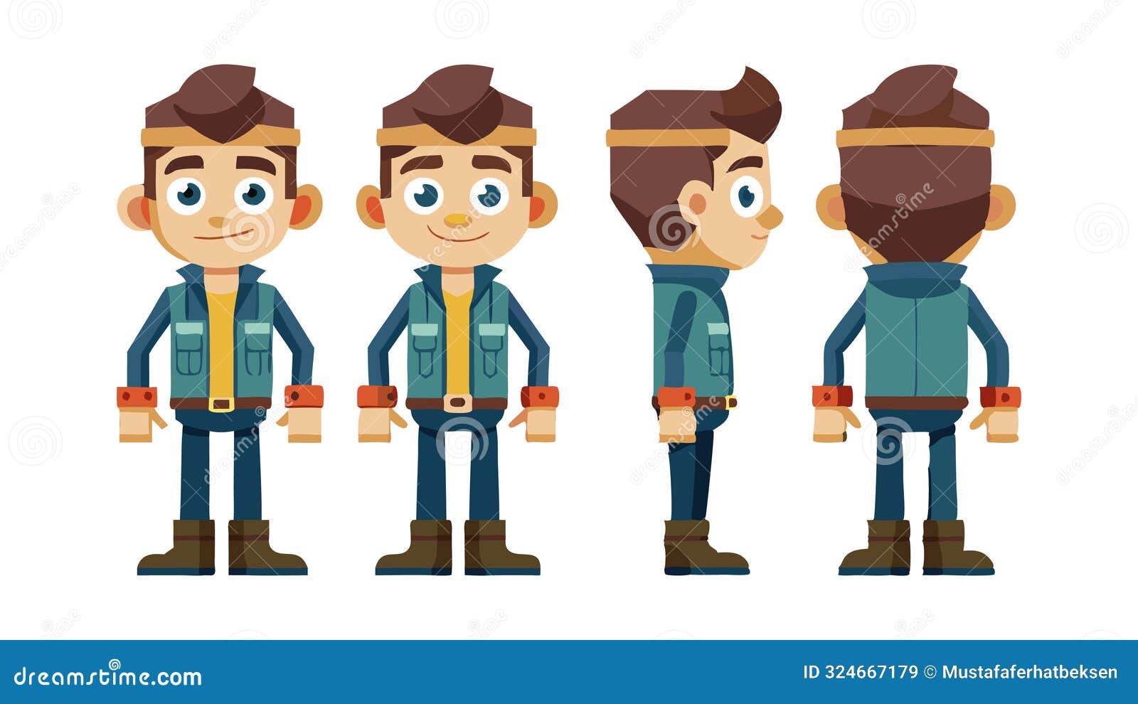 Cartoon Character Design with Multiple Angles and Expressions Stock ...