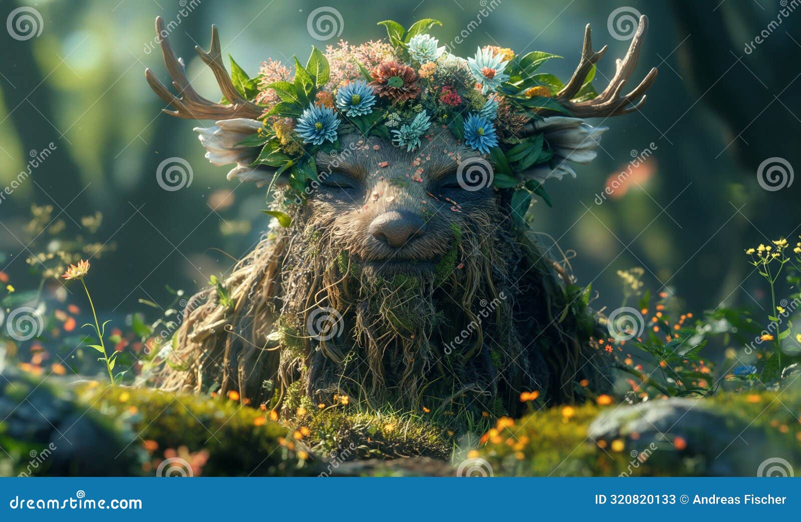 Illustration, Cartoon, for Children Forest Spirit in the Forest. Stock ...