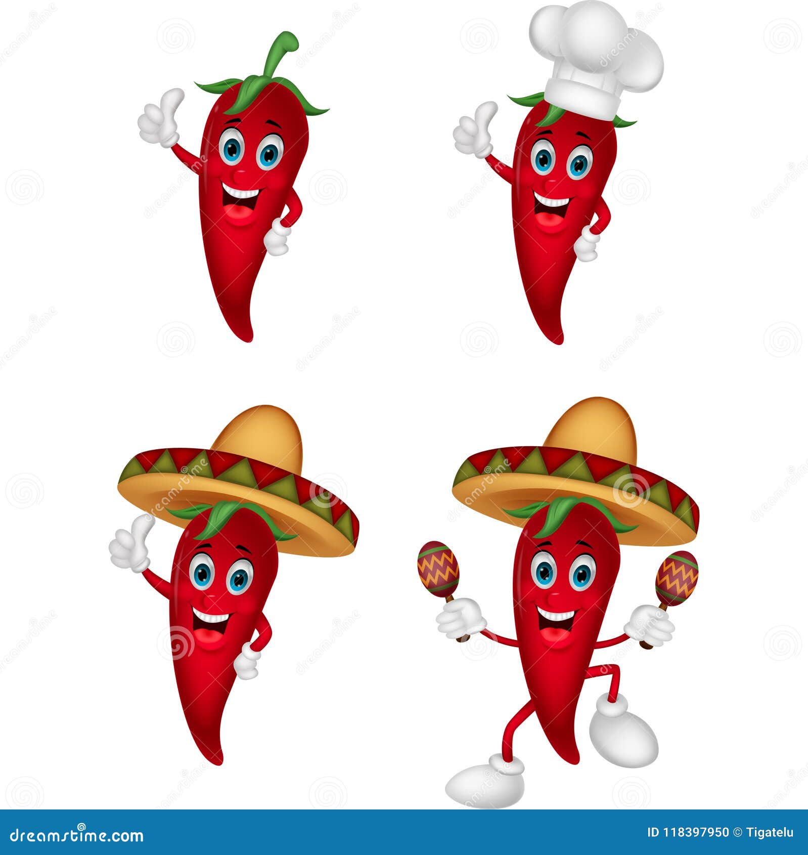 Cartoon Chili Collection Set Stock Illustration - Illustration of icon ...