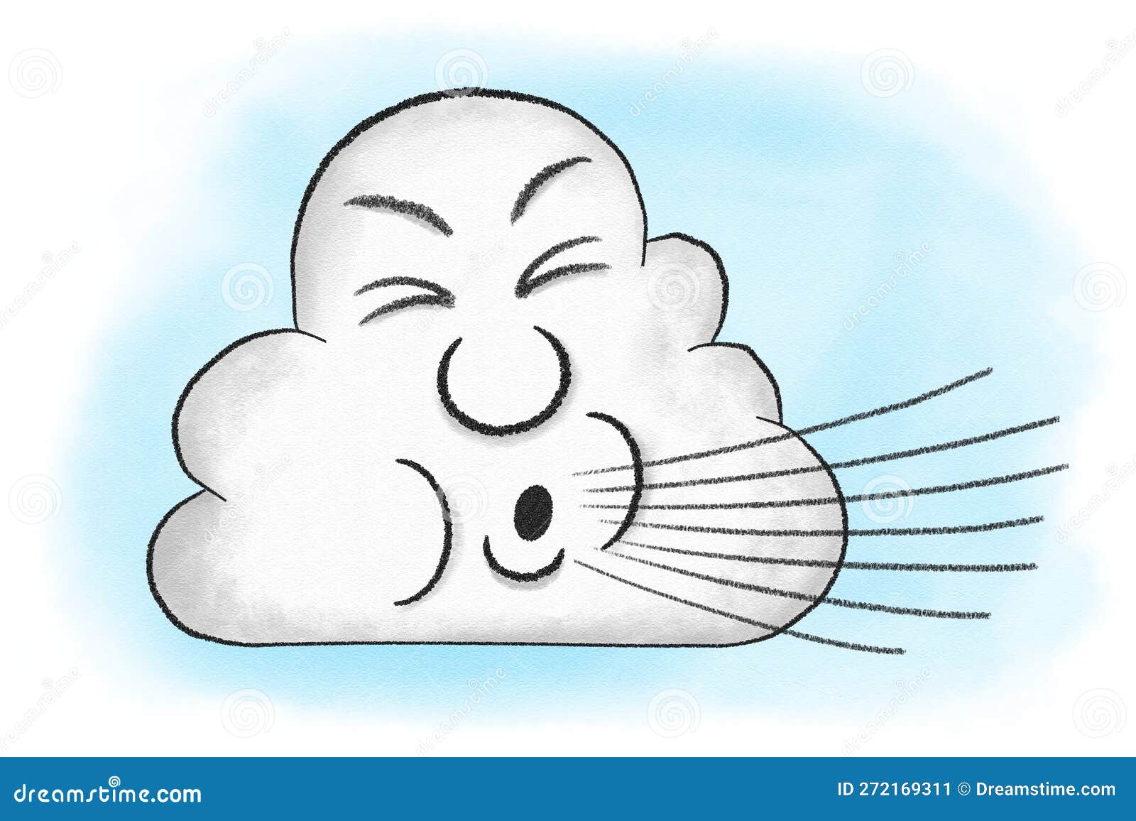 Illustration of Cartoon Cloud Blowing Wind Stock Illustration ...